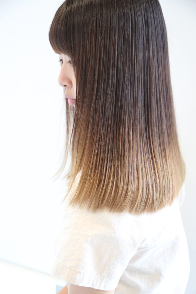 透明感グラデーションカラー | 自然派コスメ&髪質改善美容室 福岡市東区箱崎のFlan hair